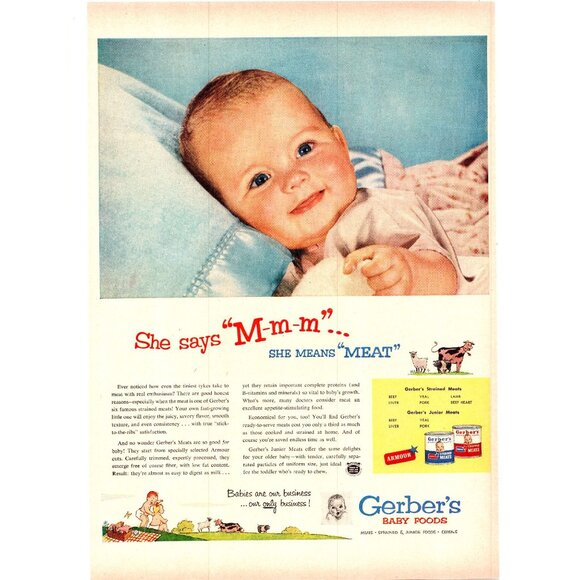 Gerber's | Art | 952 Gerbers Baby Food Vintage Print Ad Blue Eyes ...